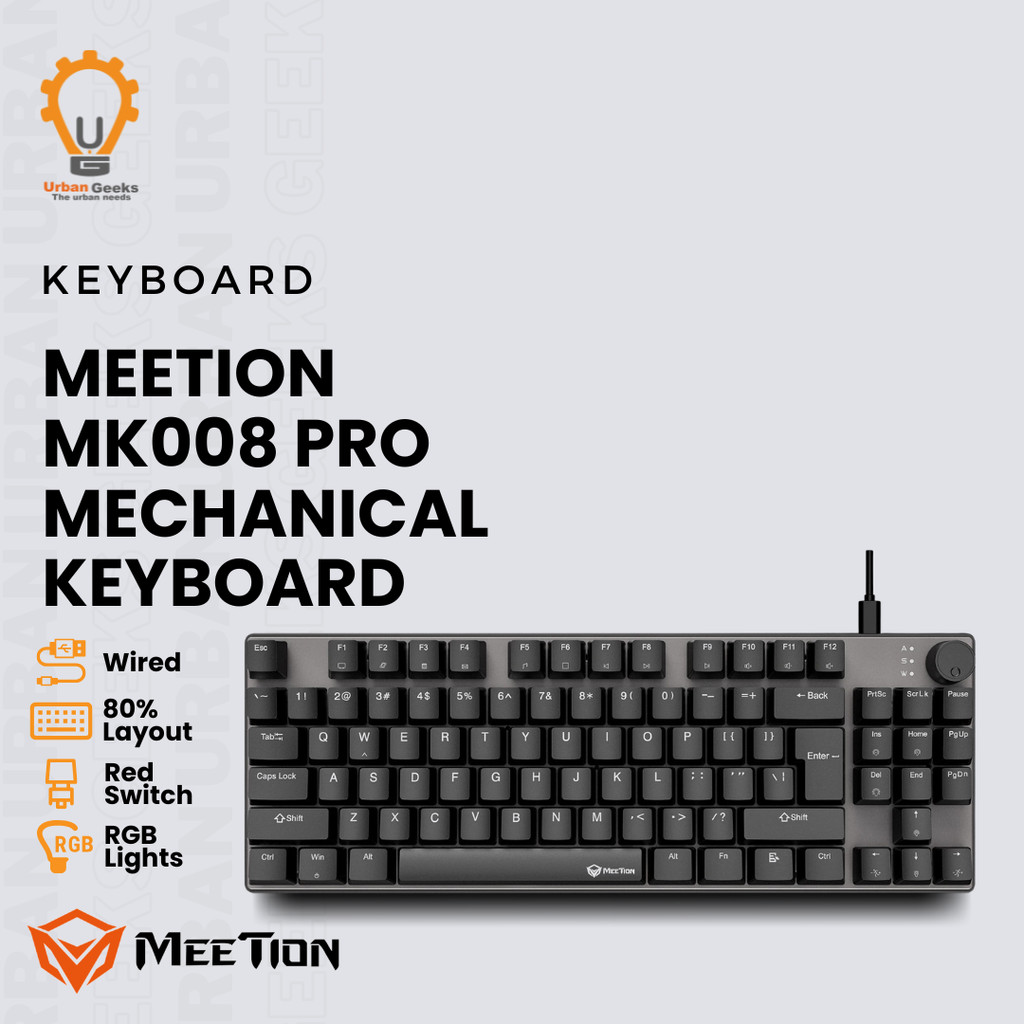 Jual Meetion MK008 Pro Mechanical Keyboard Wired RGB 87 Keys Anti ...