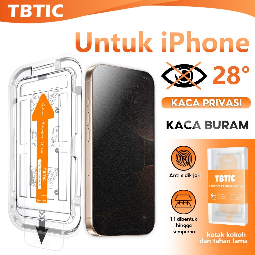 Jual TBTIC Privasi Kaca Tempered Matte Untuk iphone 16 ProMax/15 Pro/14 ...