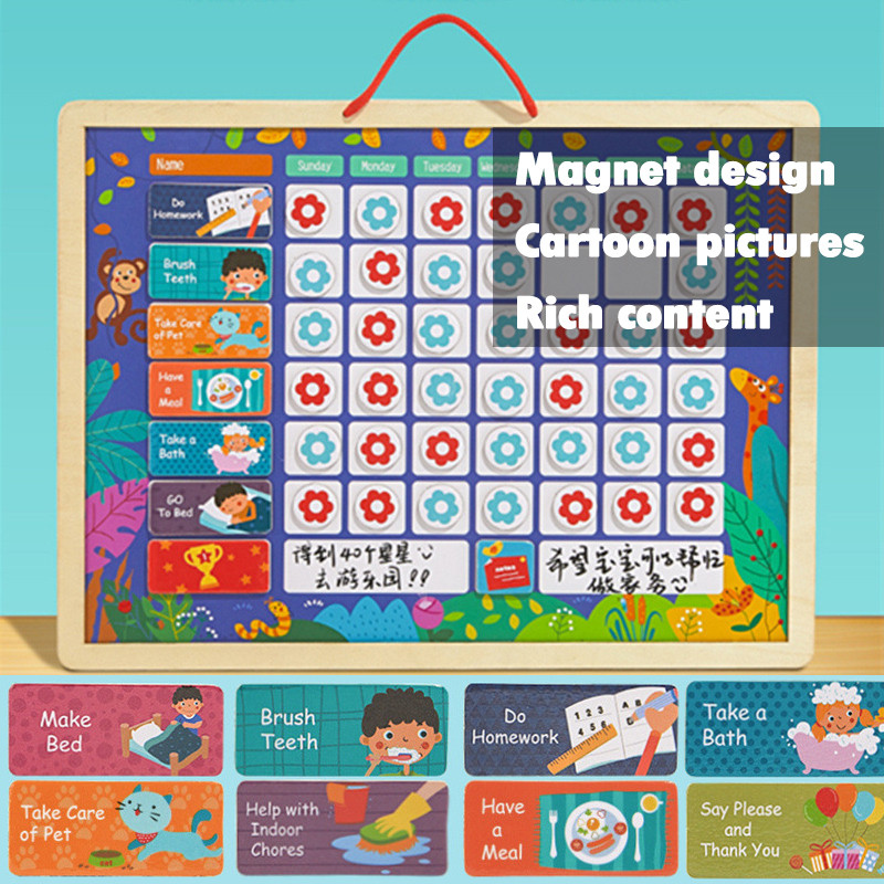 Jual Children Habit Growth Educational Toys Magnetic Habit Tracking ...