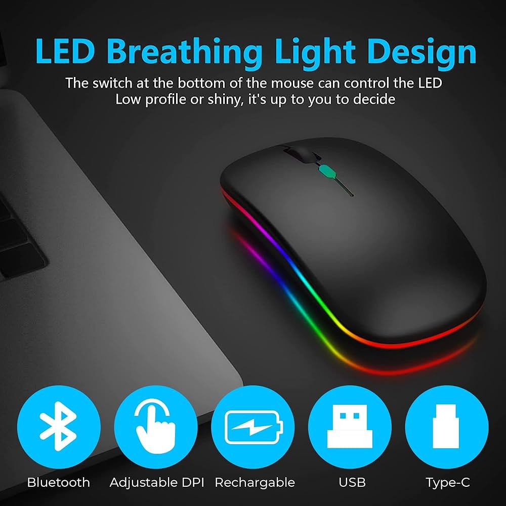 Jual Mouse Wireless 2.4GHz Silent Bluetooth Rechargeable RGB LED ...