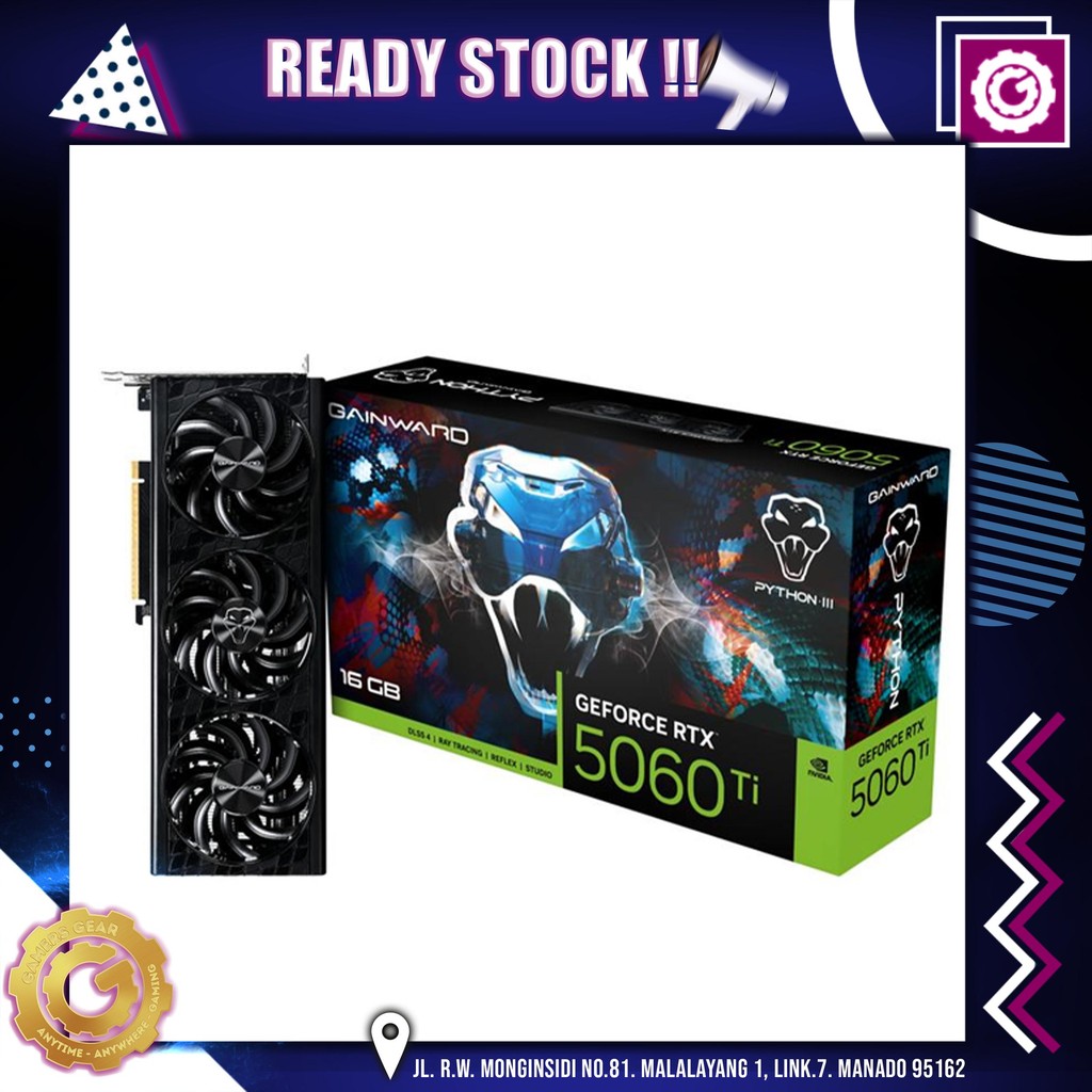 Jual Gainward Geforce RTX 5060 Ti 16GB Python III GDDR7 Triple Fan 3Y ...