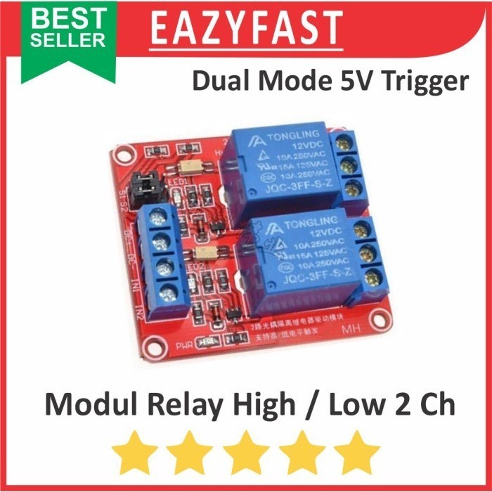 Jual Modul Relay Active Aktif High Low Level Trigger 2Ch 2 Ch Chanel ...