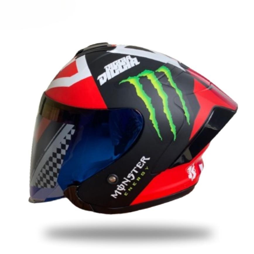 Jual Helm JS ARMOR Motif Monster Energy Doff - Half Face SNI | Shopee ...