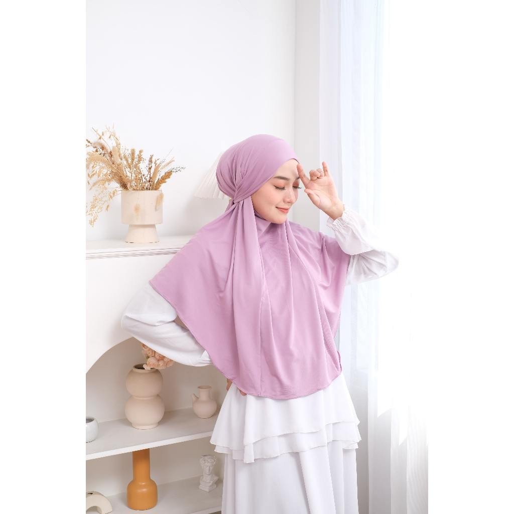Jual Hijab Khimar French Malay Instan - Hijab Bergo Cadar Tali Jersey | Shopee Indonesia