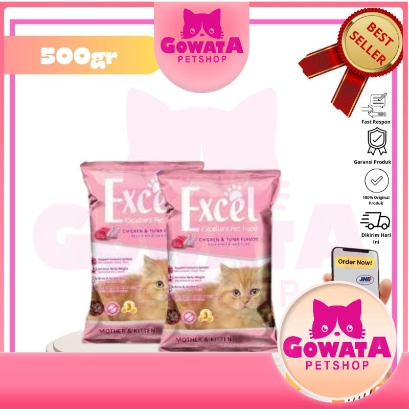 Jual Makanan Kucing Repack Excel Cat Chicken Tuna Mother & Kitten 500gr ...