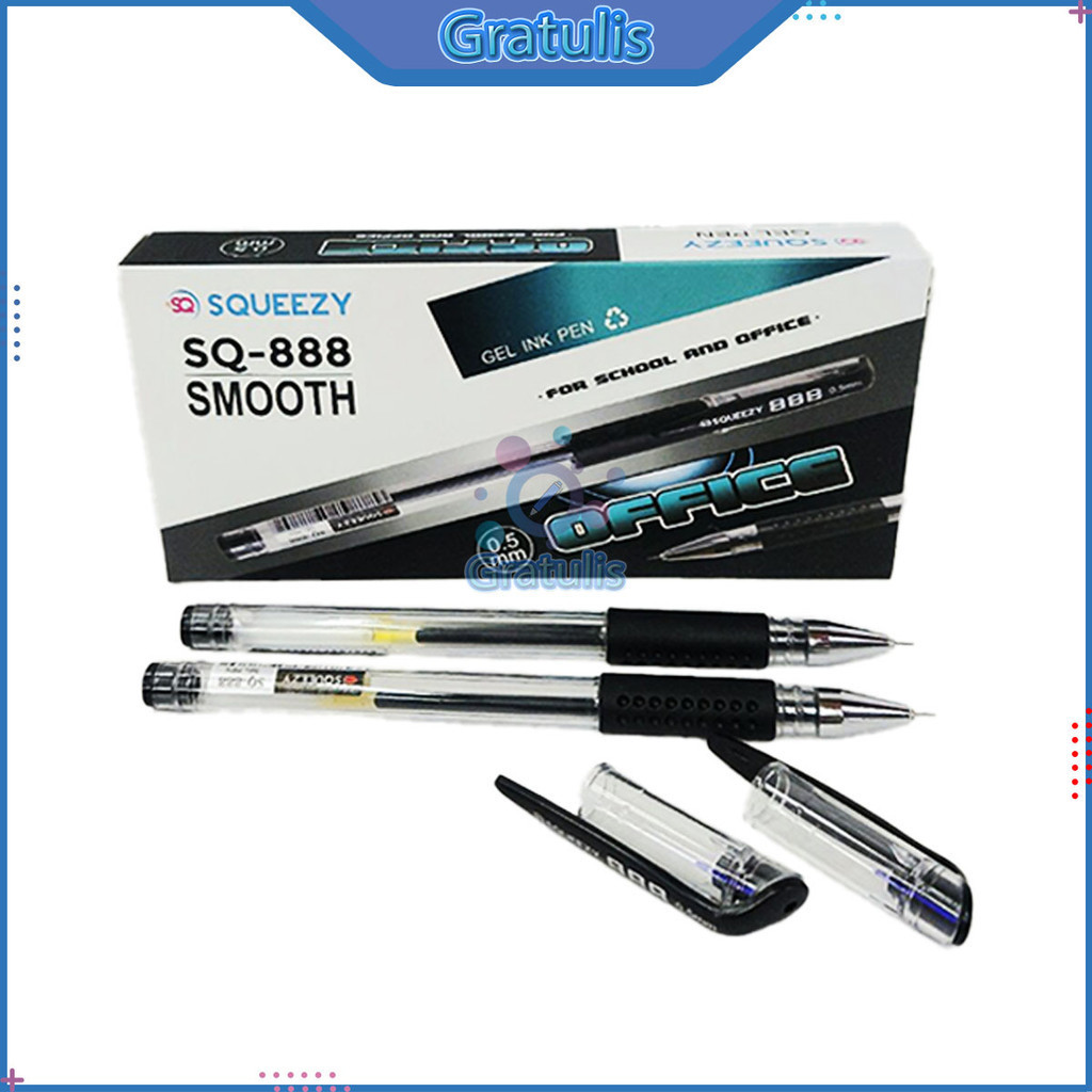 Jual PULPEN GEL SQUEEZY SMOOTH OFFICE SQ-888 (1 PACK/12 PCS) / BALPEN ...