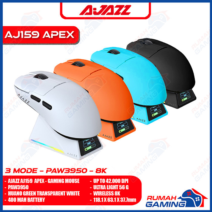 Jual AJAZZ - AJ159 Apex - Gaming Mouse - 8K - 3 Mode - PAW3950 - 42000 DPI | Shopee Indonesia