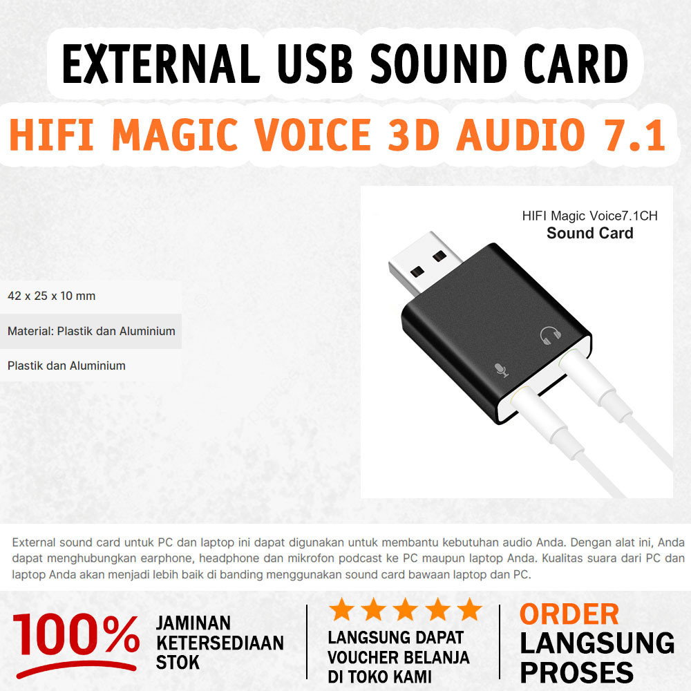 Jual USB Sound Card External 3D Audio Suara Berkualitas 3.5mm Jack ...