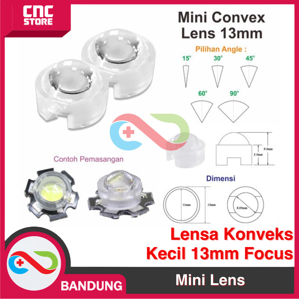 Jual Convex Mini Lens utk LED HPL 1w 3w 5w Lensa Konveks Kecil 13mm ...