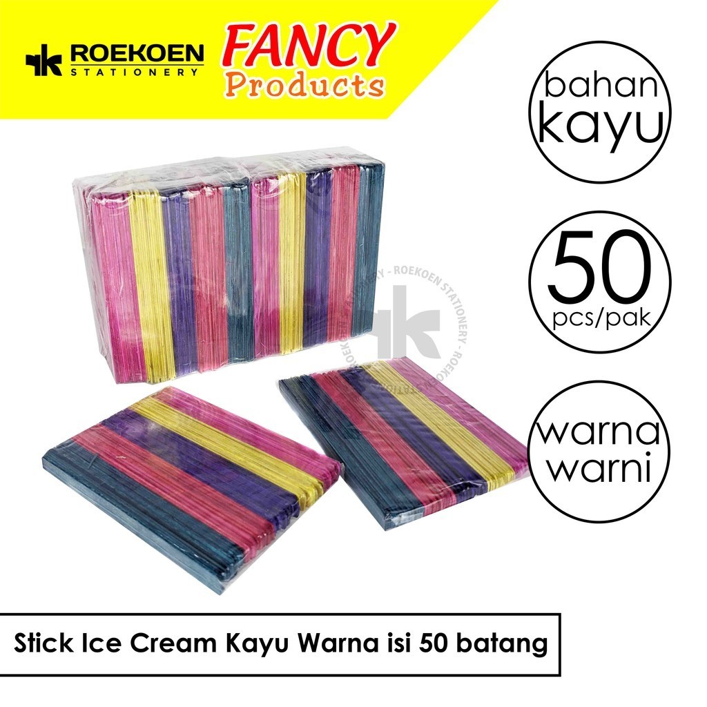 Jual Stick Ice Cream Kayu Warna isi 50 batang | Shopee Indonesia