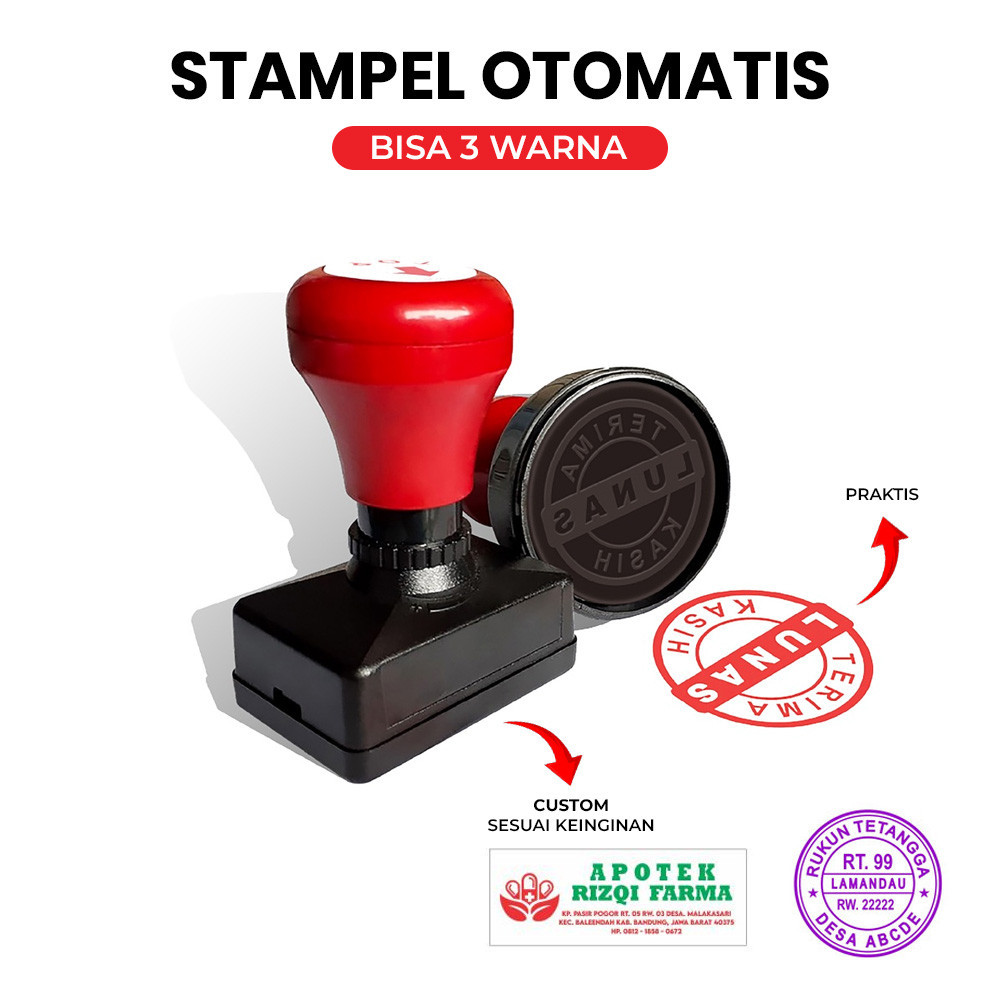 Jual STAMPEL FLASH OTOMATIS CUSTOM SESUAI KEINGINAN BISA 1 WARNA 2 WARNA 3 WARNA | Shopee Indonesia