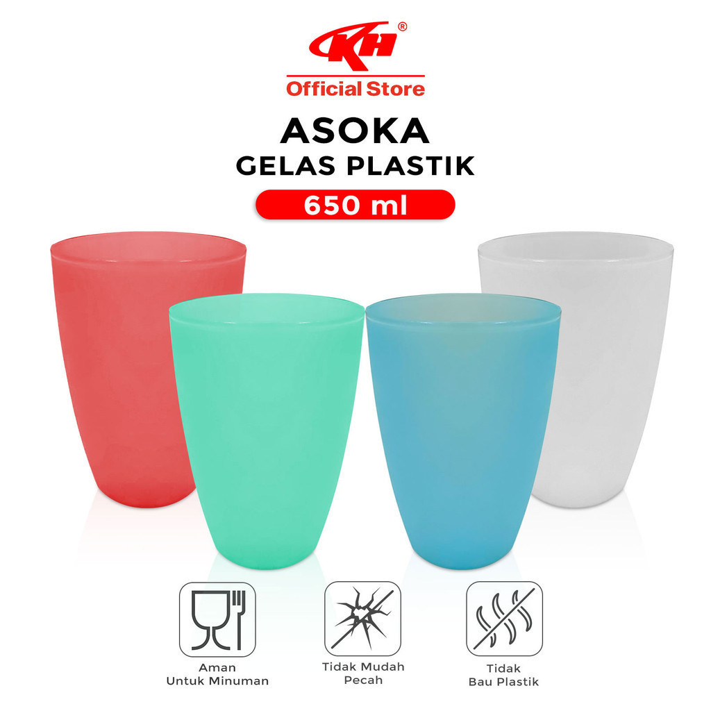 Jual KH Gelas Asoka 650ml Plastik Glass Food Safe | Shopee Indonesia