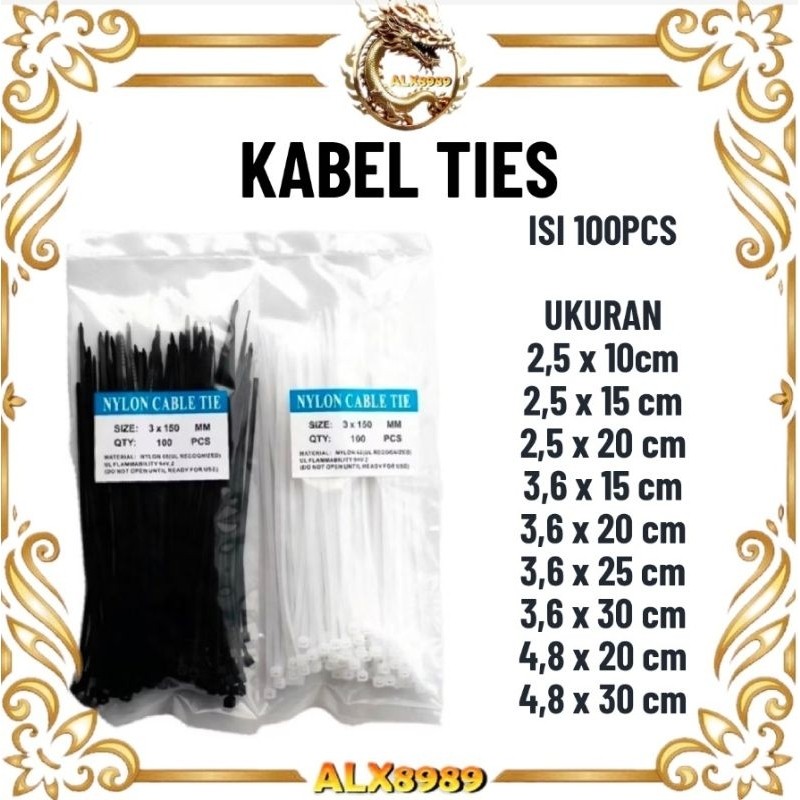 Jual Kabel Ties / Kabel Tie / Cable Tis / Kabel Tis / Nylon Cable Tie ( 2,5mm - 3,6mm - 4,8mm) x ...