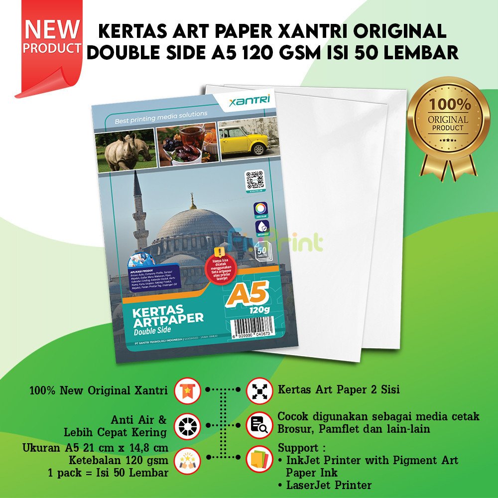 Jual 50 pcs Kertas Art Paper A5 120gsm 120 gsm Print Foto Photo Double ...