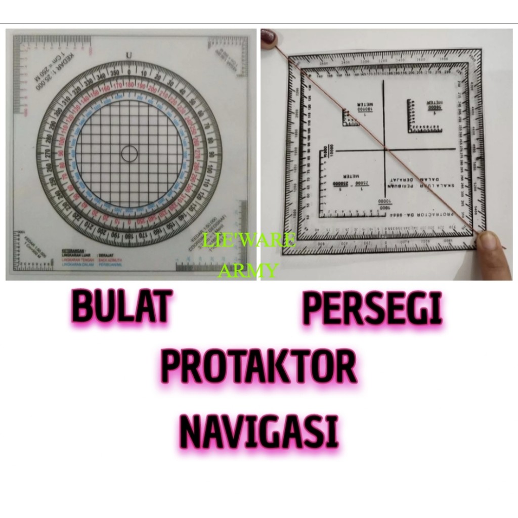 Jual LAS- Protaktor Penggaris Navigasi Busur Derajat Kotak Dan Bulat ...
