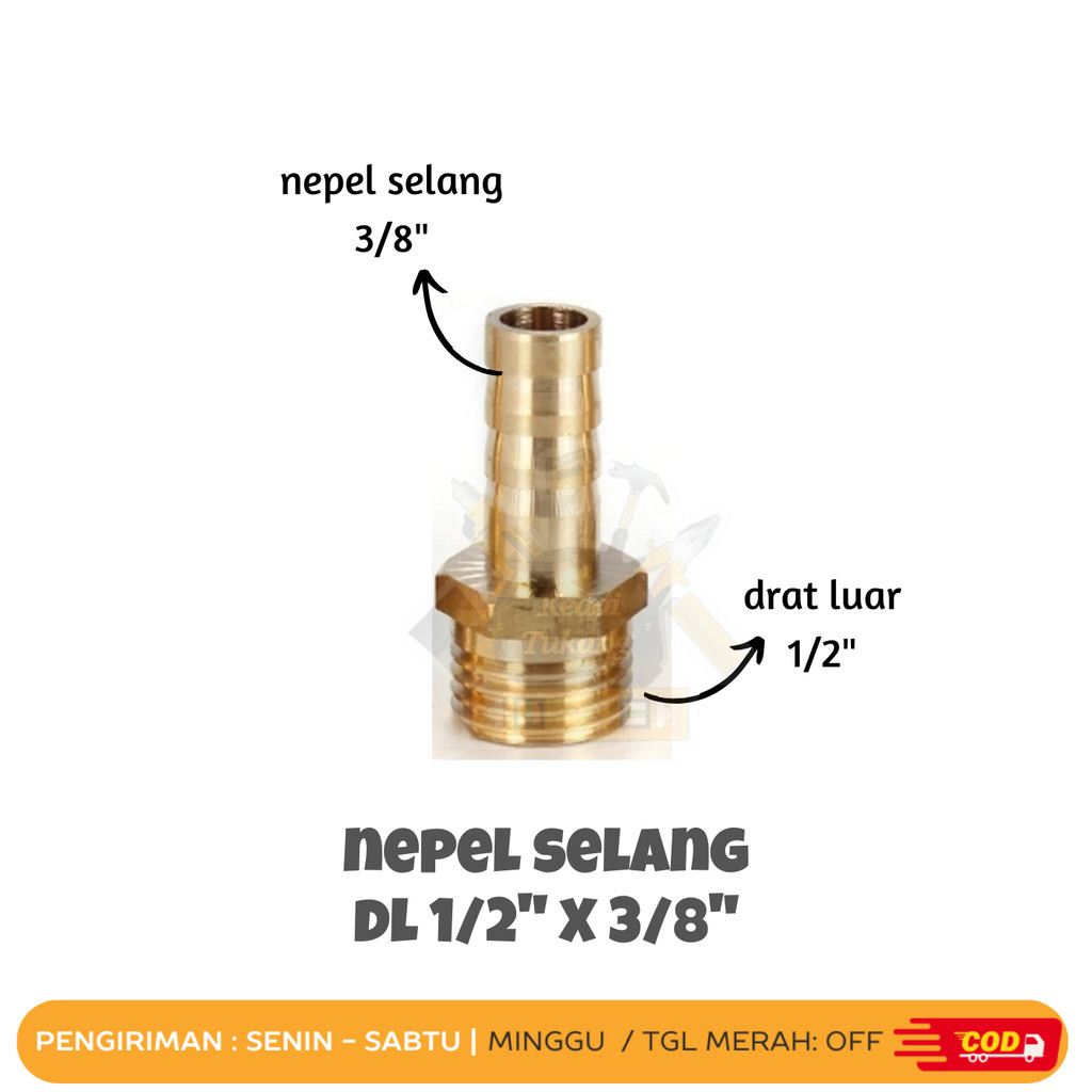 Jual KEDAI TUKANG Nepel Selang Drat Luar Kuningan 1/2x3/8 1/2 x 3/8 ...