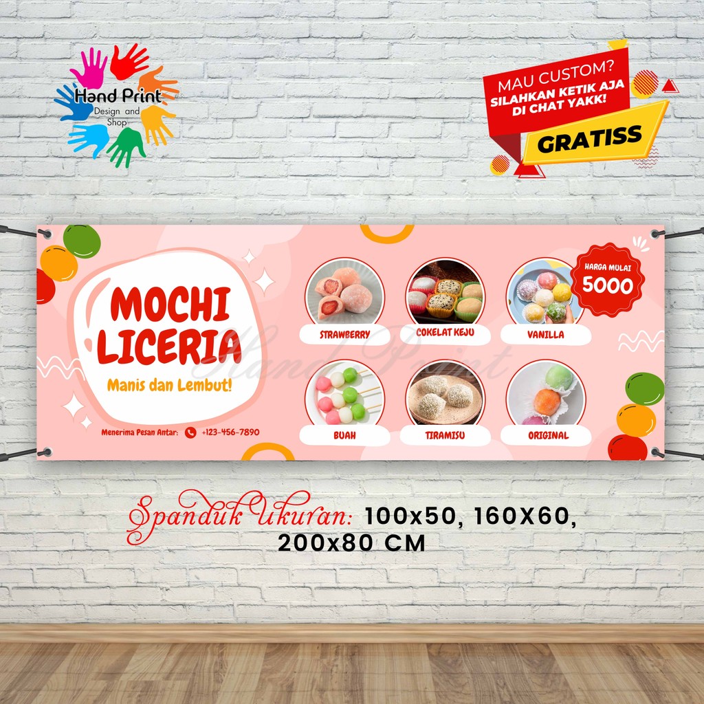 Jual Cetak Spanduk Banner Mochi Pink Lucu Gemoy MMT Spanduk Custom ...