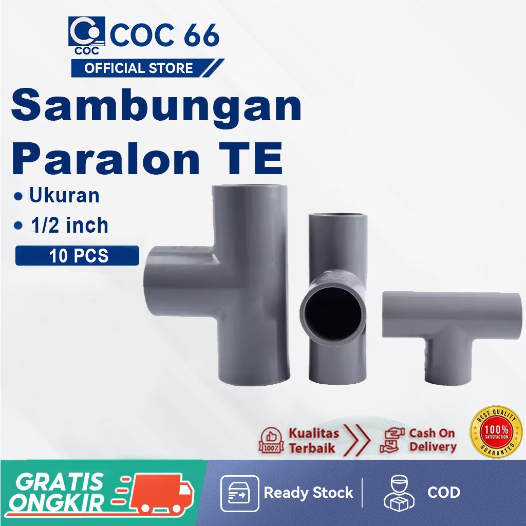 Jual SAMBUNGAN PARALON 1/2 INCH TEE SOCKET KNIE BAHAN PVC BENTUK T ...
