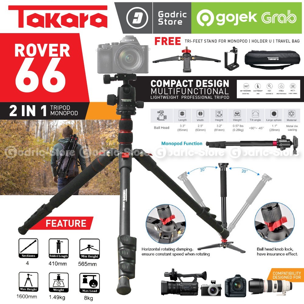 Jual Takara Rover 66 With Mini Tripod T054 Holder U & Bag Profesional ...