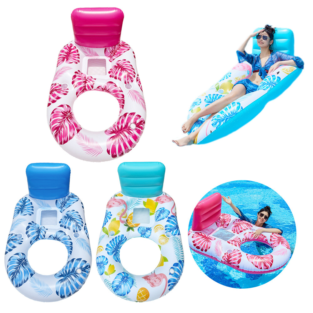 Jual Water Floaty Lake Lounge Beach Floats Chair with Cup Holder ...