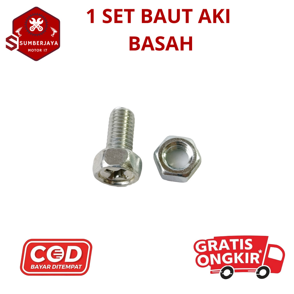 Jual Original Baut Aki Basah Plus Mur Bulat / Baut Accu Basah Universal ...