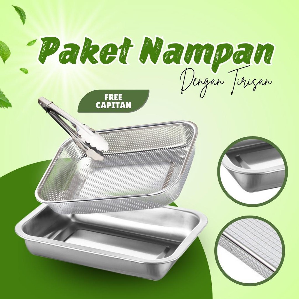 Jual Top100 - Paket Nampan dan Saringan Stainless Peniris Masakan ...