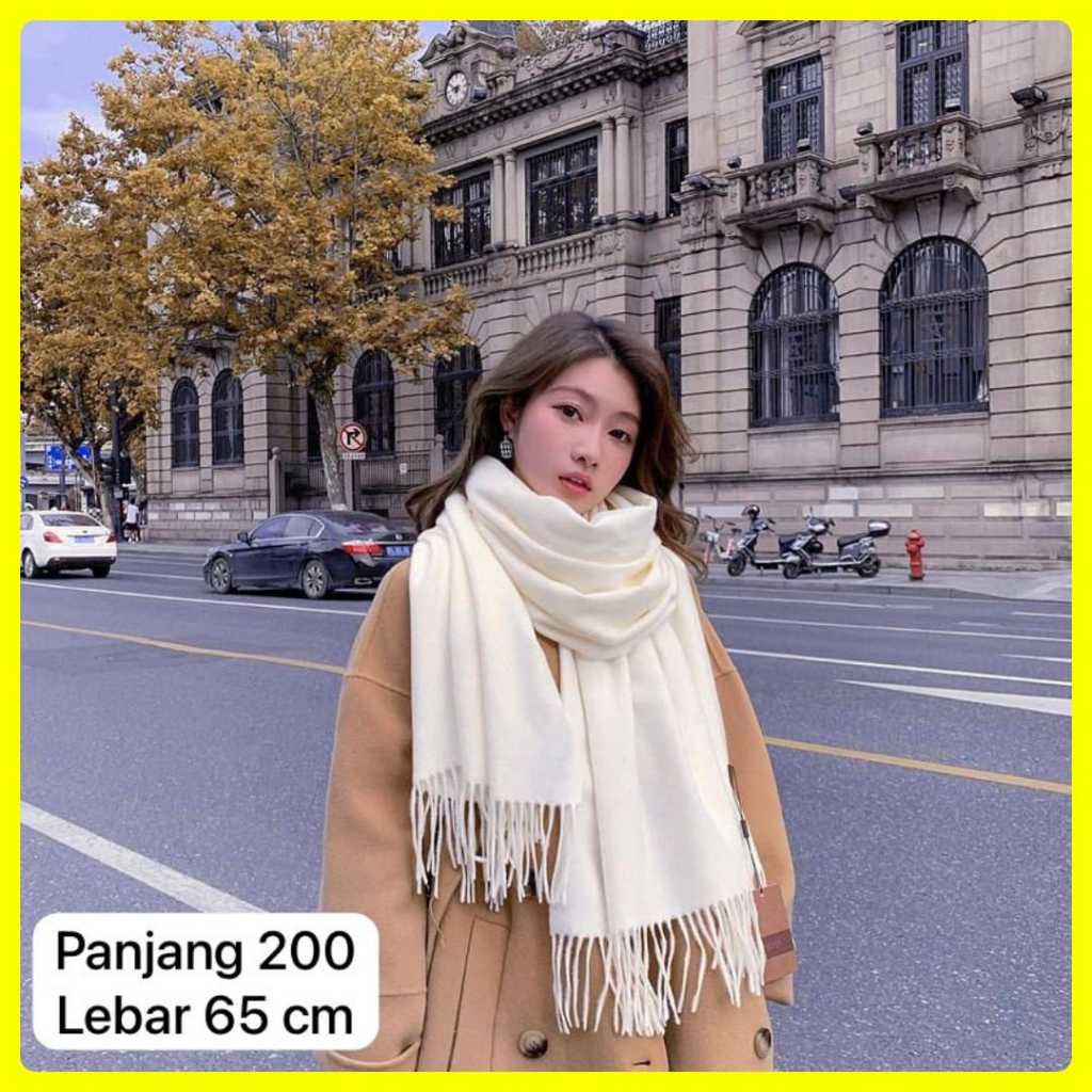 Jual SBY Syal Fashion Korea Wanita Cashmere Immitation Scarf Semi Dingin Polos Bahan Tebal ...