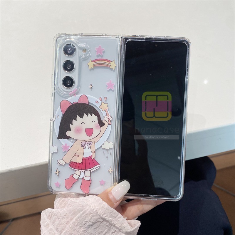 Jual × Cute Cartoon Cherri Maruko Magnetic PC Softside Phone Case with Hand Cord Holder Samsung ...