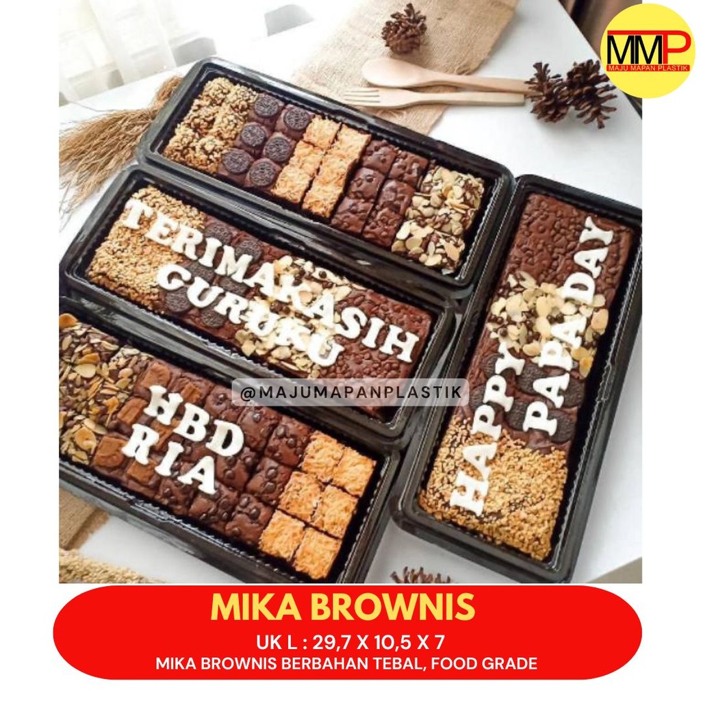 Jual Mika Coklat Brownies M, Brownies L / Kotak kue tutup bening / Tray ...