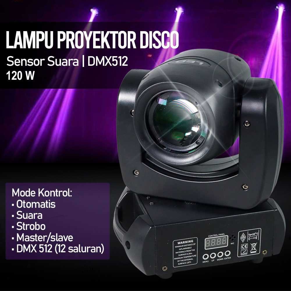 Jual TaffLED Lampu Proyektor Disco Sensor Suara 8 Color DMX512 120W ...