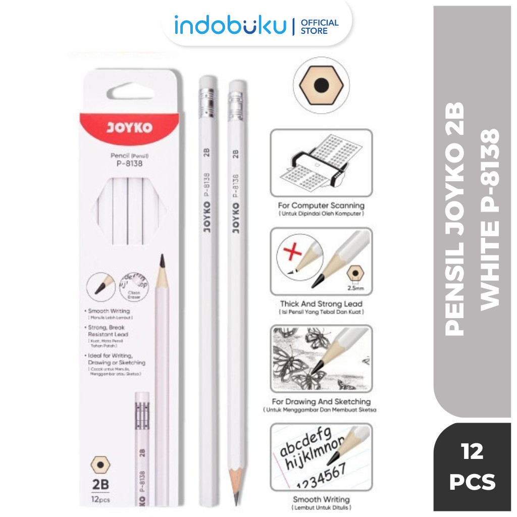 Jual ( 12 Pcs ) Pensil Joyko 2B 1 Box P-8138 / Pencil Joyko 2B 1 Pack ...