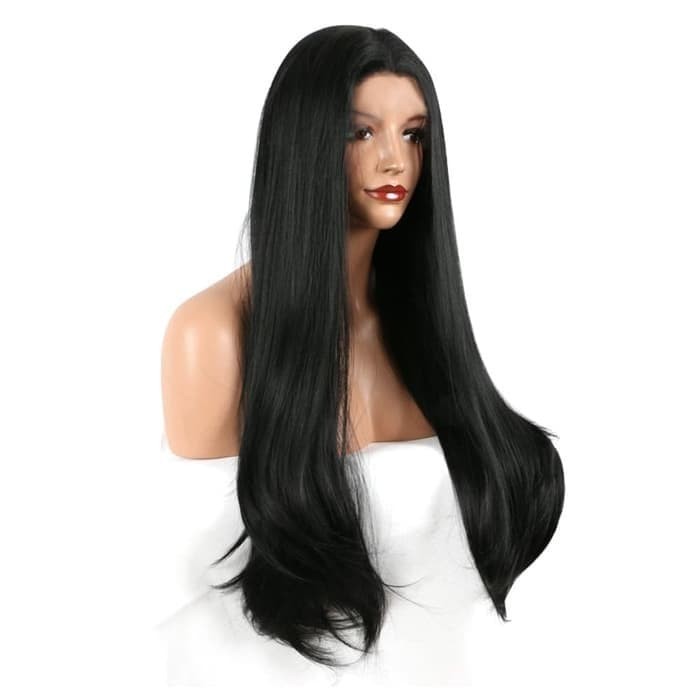 Jual Wig Rambut palsu hitam panjang 70cm lurus tanpa poni berkualitas 1 ...