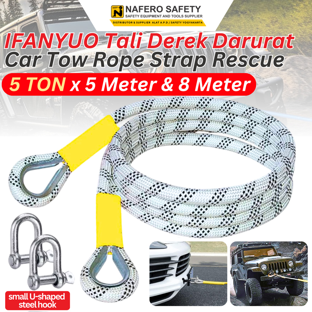 Jual TALI DEREK MOBIL TOWING EMERGENCY CAR ROPE 5 TON x 5 Meter 8 Meter ...