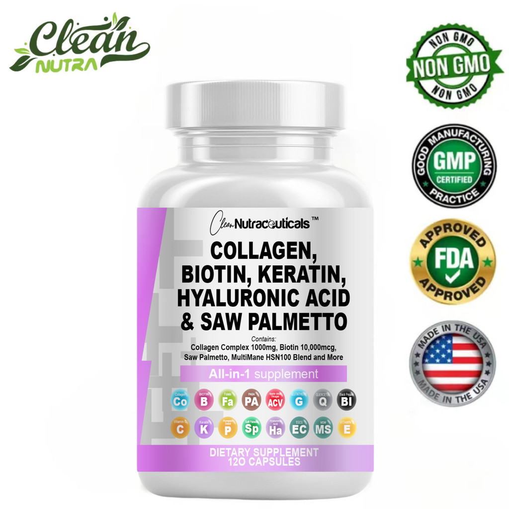 Jual 120pcs Collagen Capsules 1000Mg Biotin Reduces Hair Breakage ...