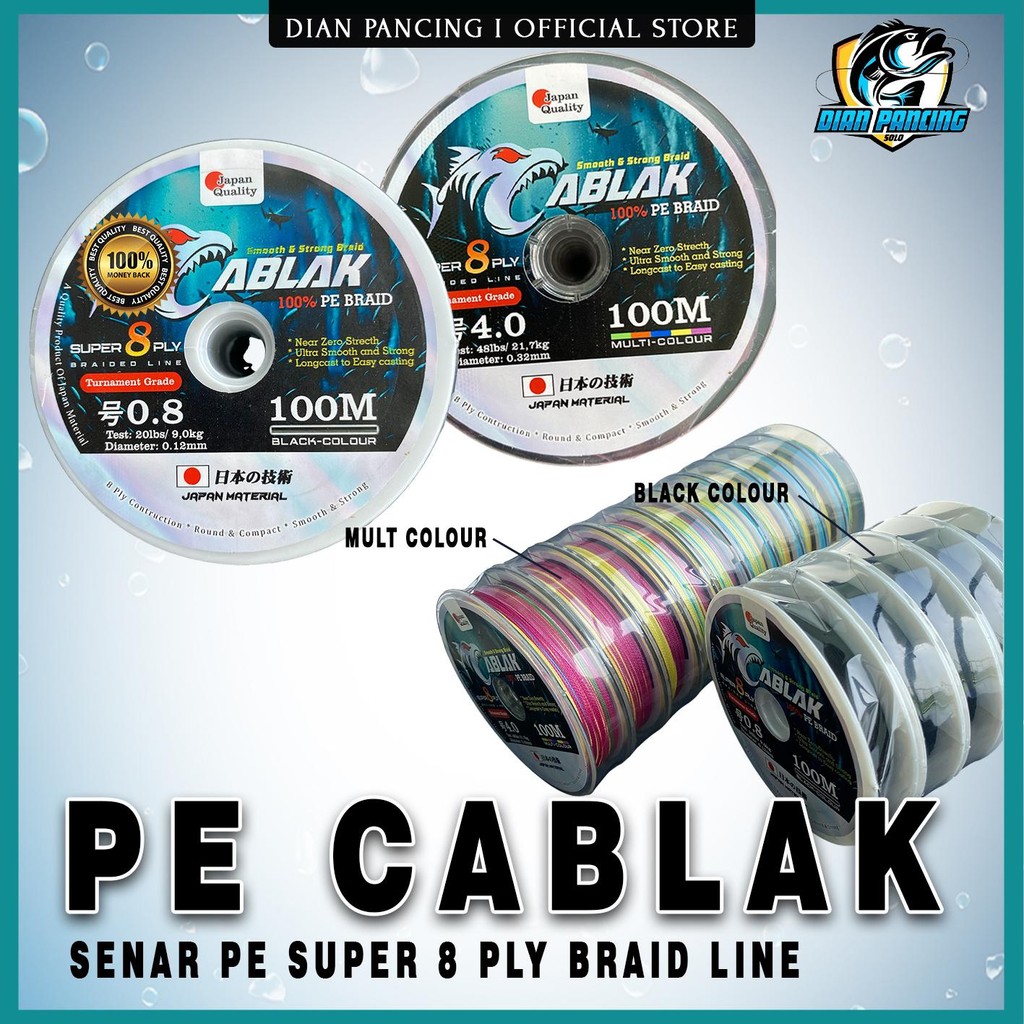 Jual Benang PE X8 CABLAK Multi Colour & Black Colour Super Smoth 100 ...
