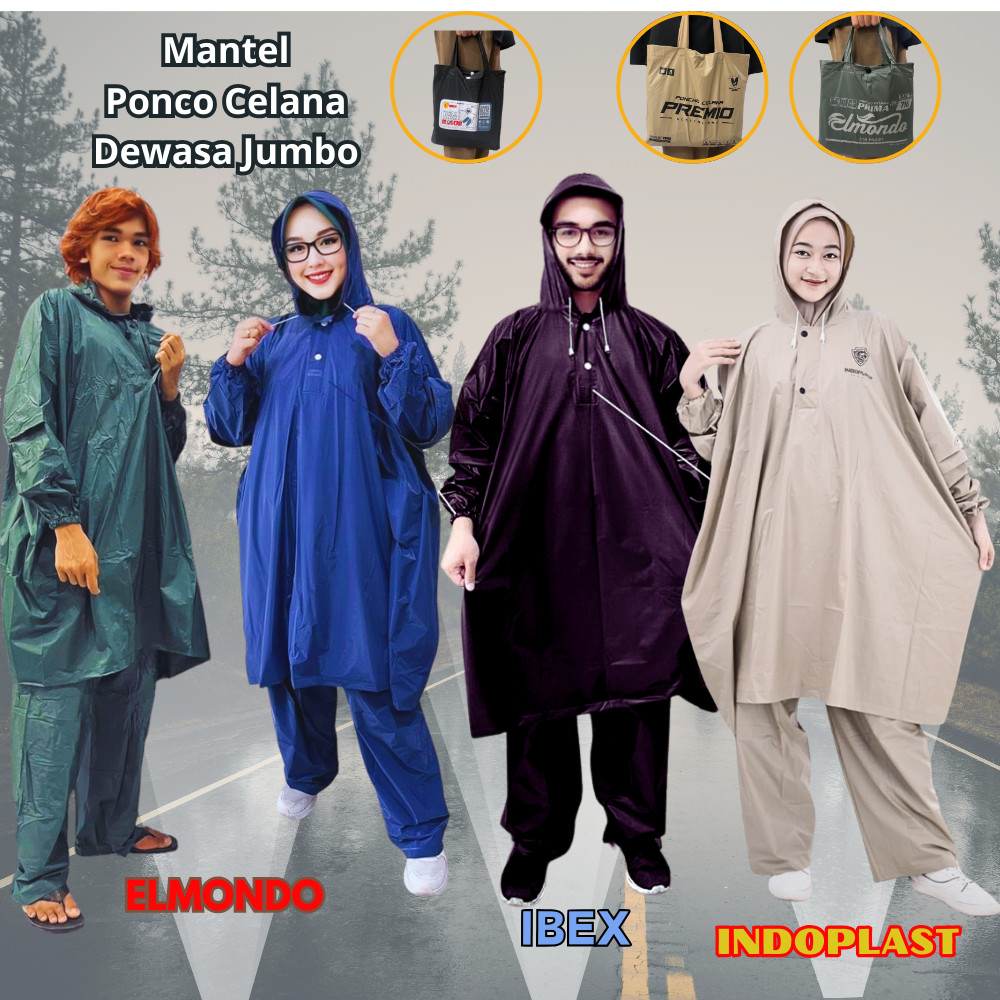 Jual Mantel Mantol Jas Hujan Ponco Poncho Setelan Celana Lengan Panjang Dewasa Pria Wanita Anti ...
