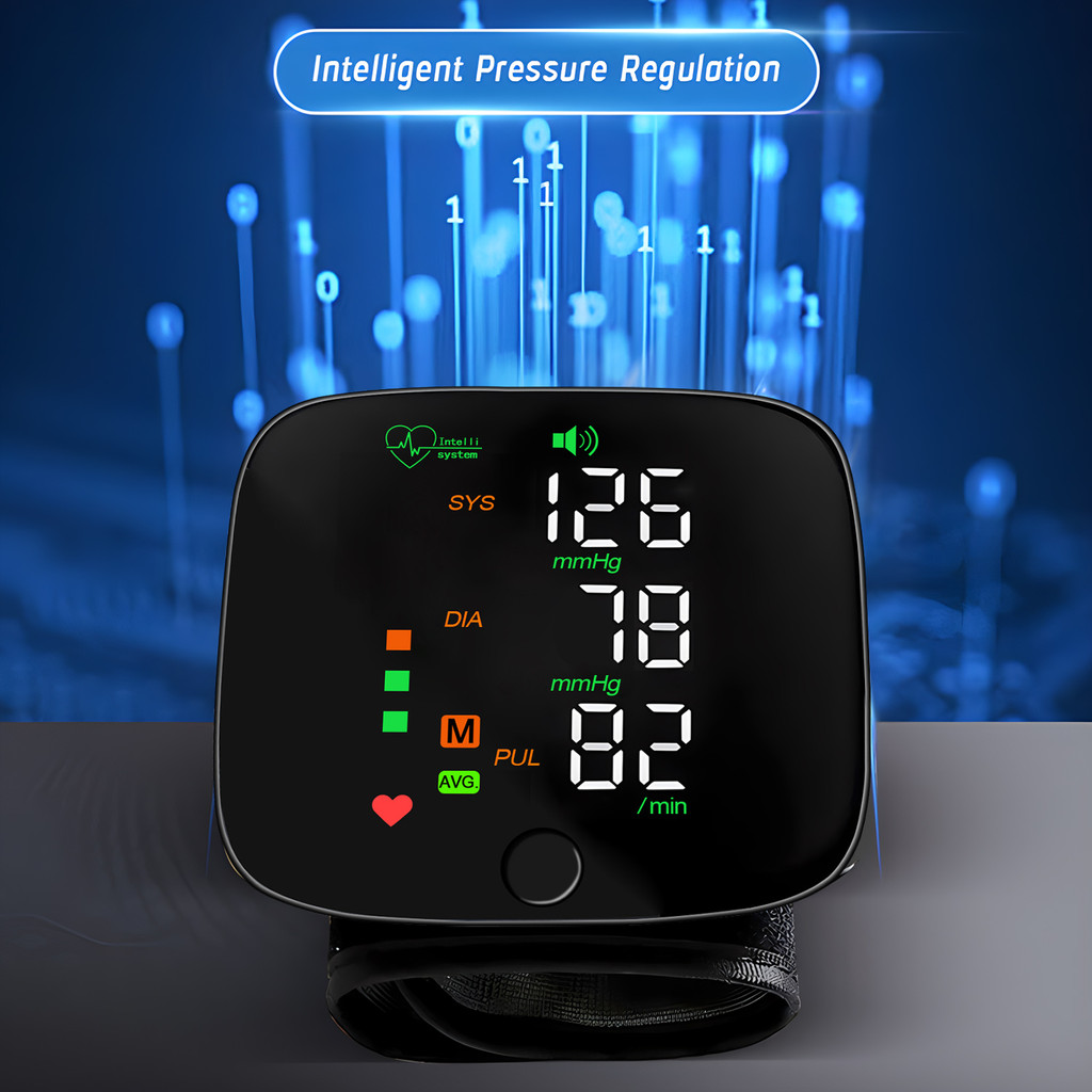 Jual LED Screen Wrist Blood Pressure Monitor English Voice Broadcast ...