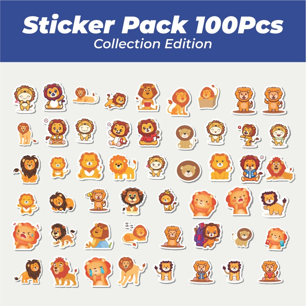 Jual Hot Sticker Hewan Singa Lucu Anti Air Stikers Berperekat ...