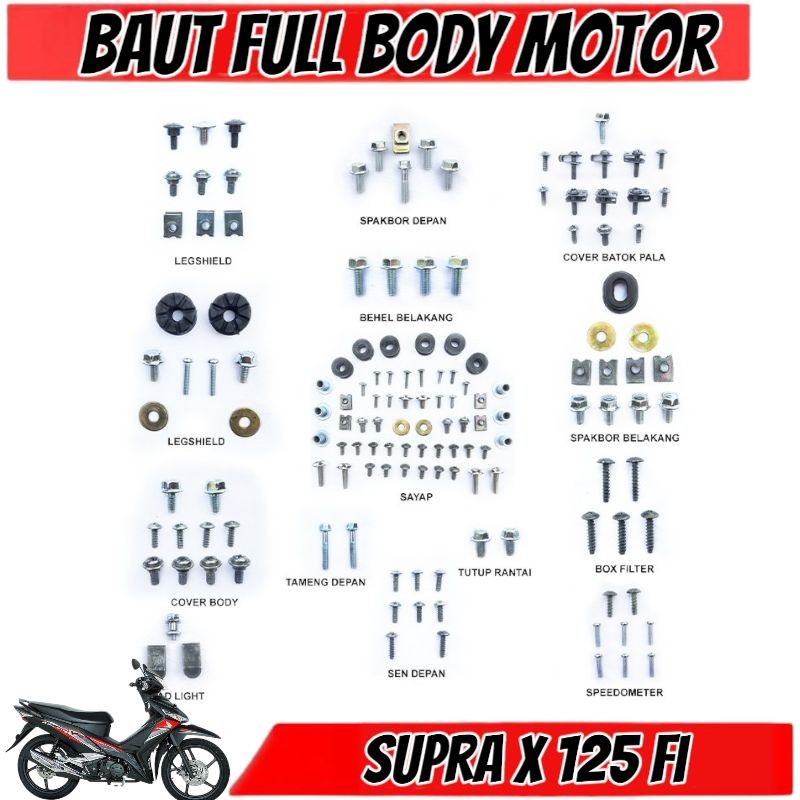 Jual COD Baut Supra X 125 PGM FI / Baud Honda Supra X 125 FI Full set / Baut Baud Honda Supra X ...