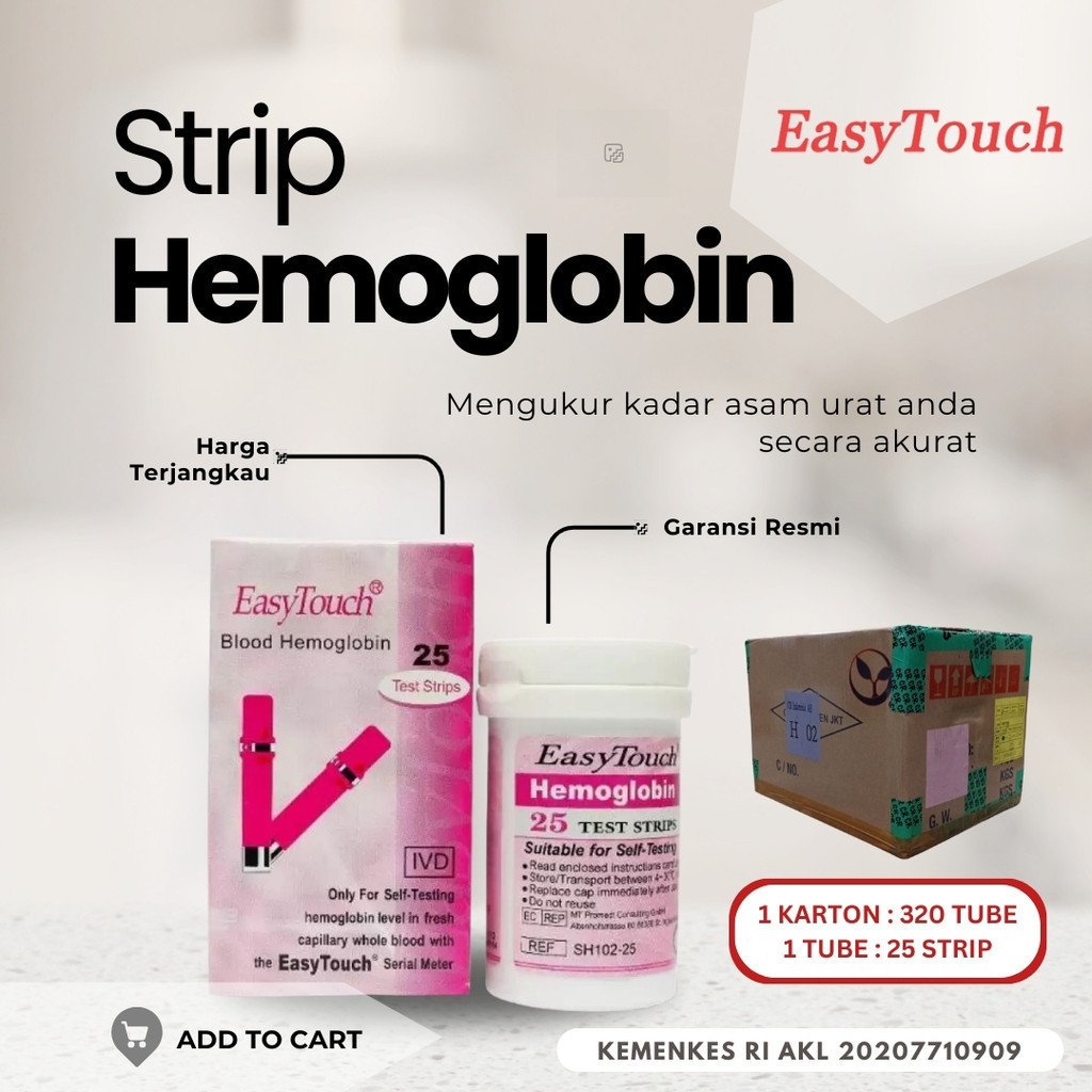 Jual Easytouch Strip Hemoglobin [KARTON Isi 320 Tube] Test Hb Refill ...