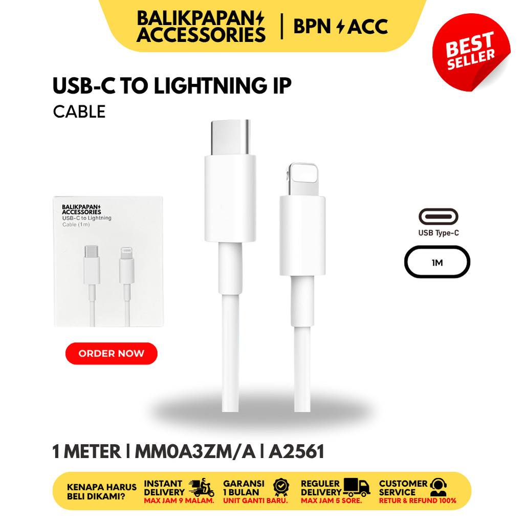 Jual Kabel Charger USB-C to Lightning iP Cable Data Fast Charging 1 ...