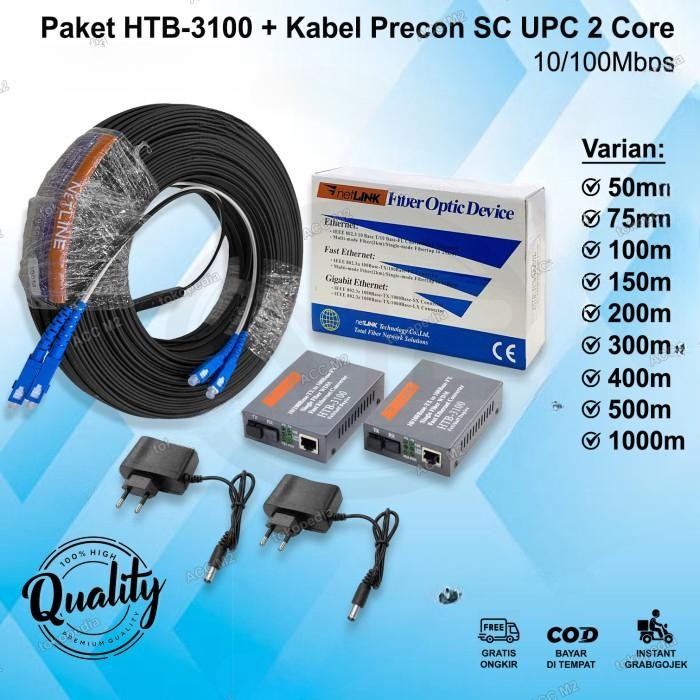 Jual Paket HTB-3100 10/100Mbps + Kabel Precon Fiber Optic SC-UPC 2 Core ...