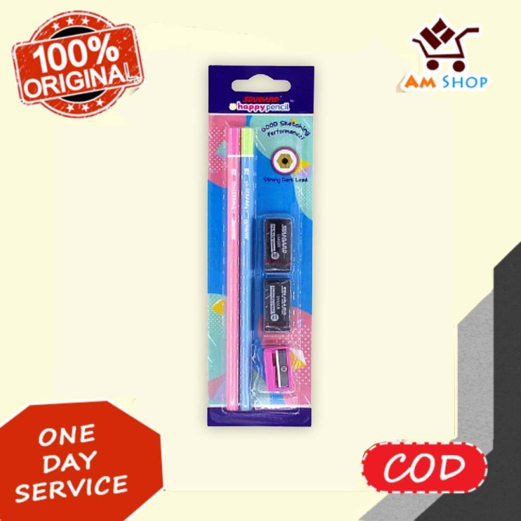 Jual Standard Blister Happy Pencil 2B / Set ( Rautan / Peruncing ...