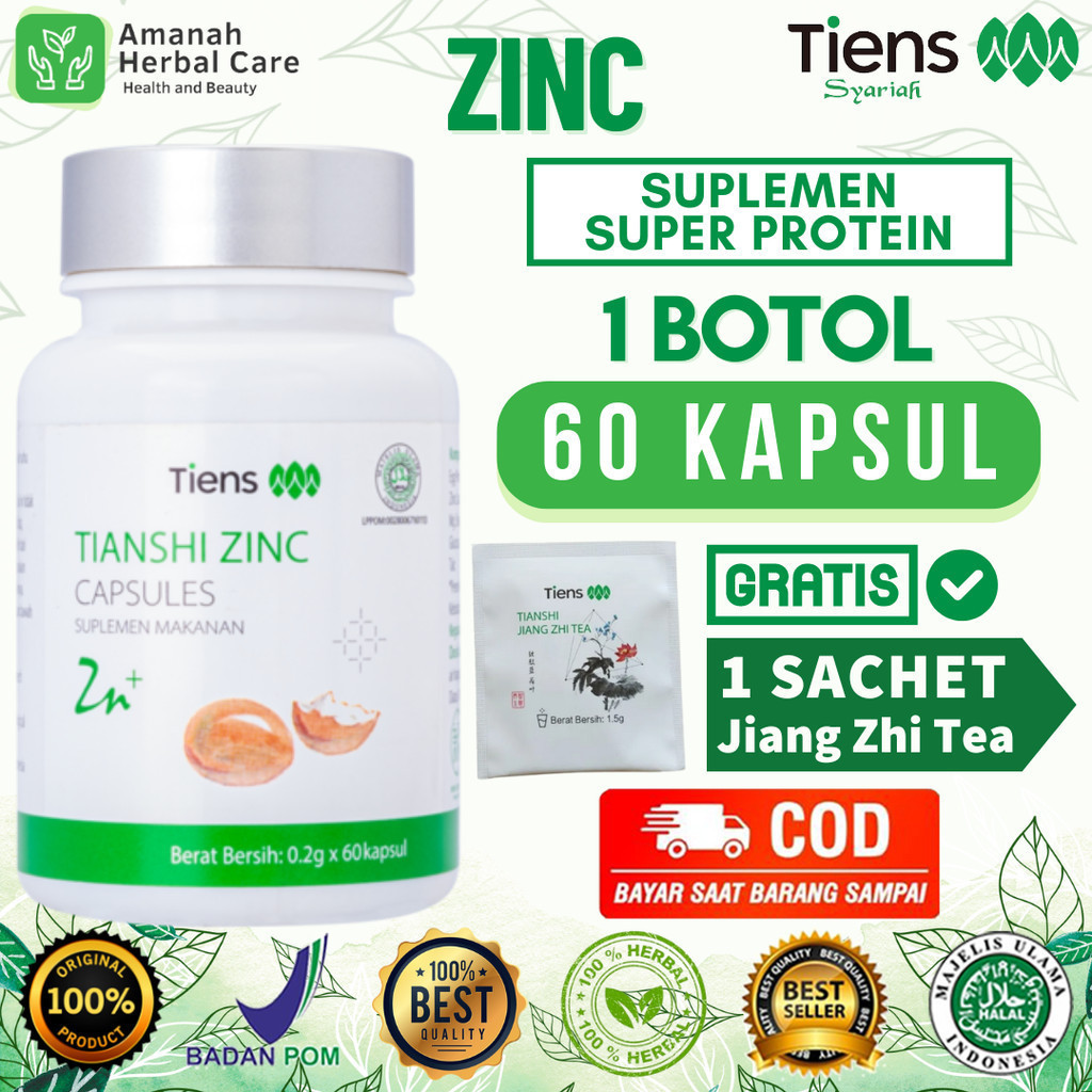 Jual Tianshi Zinc Kapsul Zinc Peninggi Badan 100% Herbal, Original dan ...