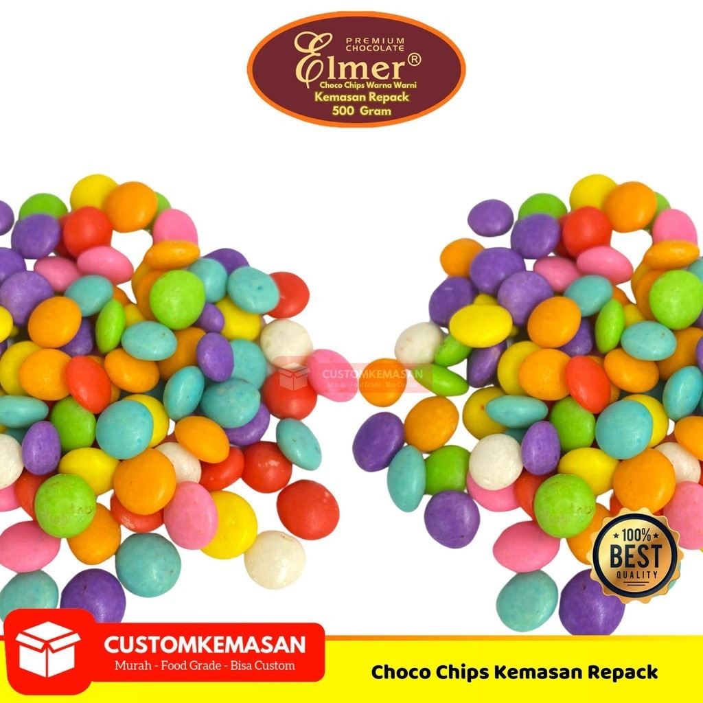 Jual Choco Chips Elmer Warna Warni 500g / Choco Chip Repack Warna Warni ...