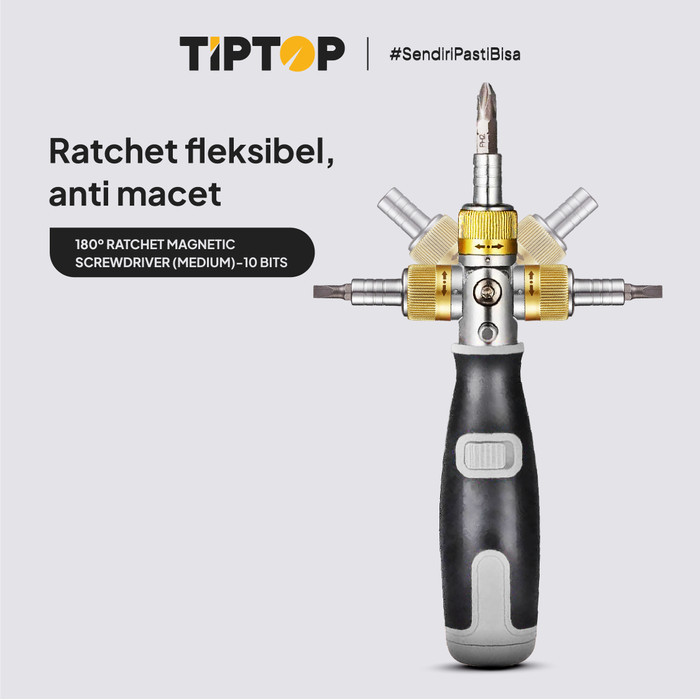 Jual TIP TOP RATCHET SCREWDRIVER 10 in 1 180° Multi Angle / Obeng ...