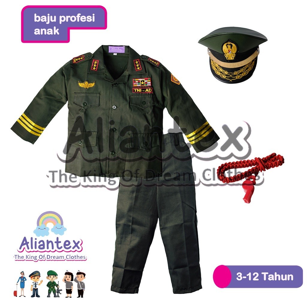 Jual BAJU PDU ANGKATAN DARAT (AD) ANAK TANGAN PANJANG/BAJU PROFESI ANAK ...