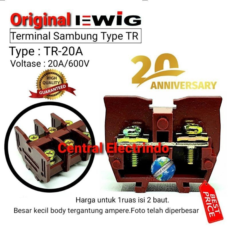 Jual Terminal Block Blok TR-20A Din Rail EWIG. | Shopee Indonesia