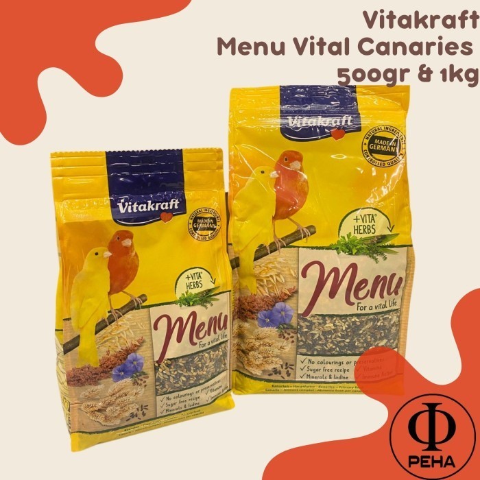 Jual Vitakraft Menu Vital Canary 1kg pakan burung kenari 500gr & 1 KG ...