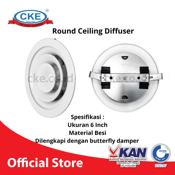 Jual Round diffuser 6 inch putih Round Ceiling Plafon Diffuser Besi ...